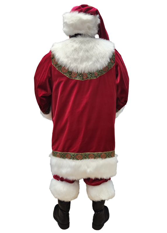 Professional Santa Claus Wardrobe | Classic Red Royal Robe with Green ...