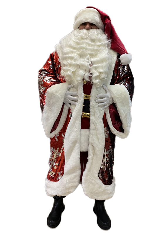 Professional Santa Claus Wardrobe | Red + Silver Sequin Snowflake Royal ...